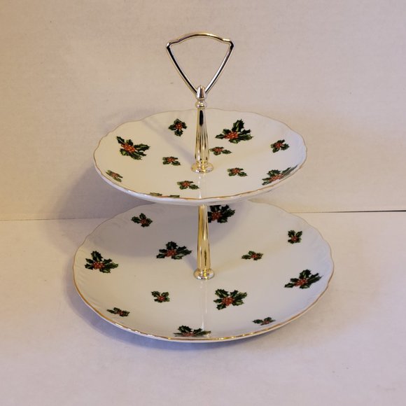 Lefton | Holiday | Vintage Lefton China Christmas Holly 2tier Serving ...